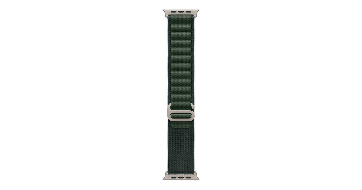 Apple Watch 49mm Dark Green Alpine Loop - Large - Natural Titanium ...
